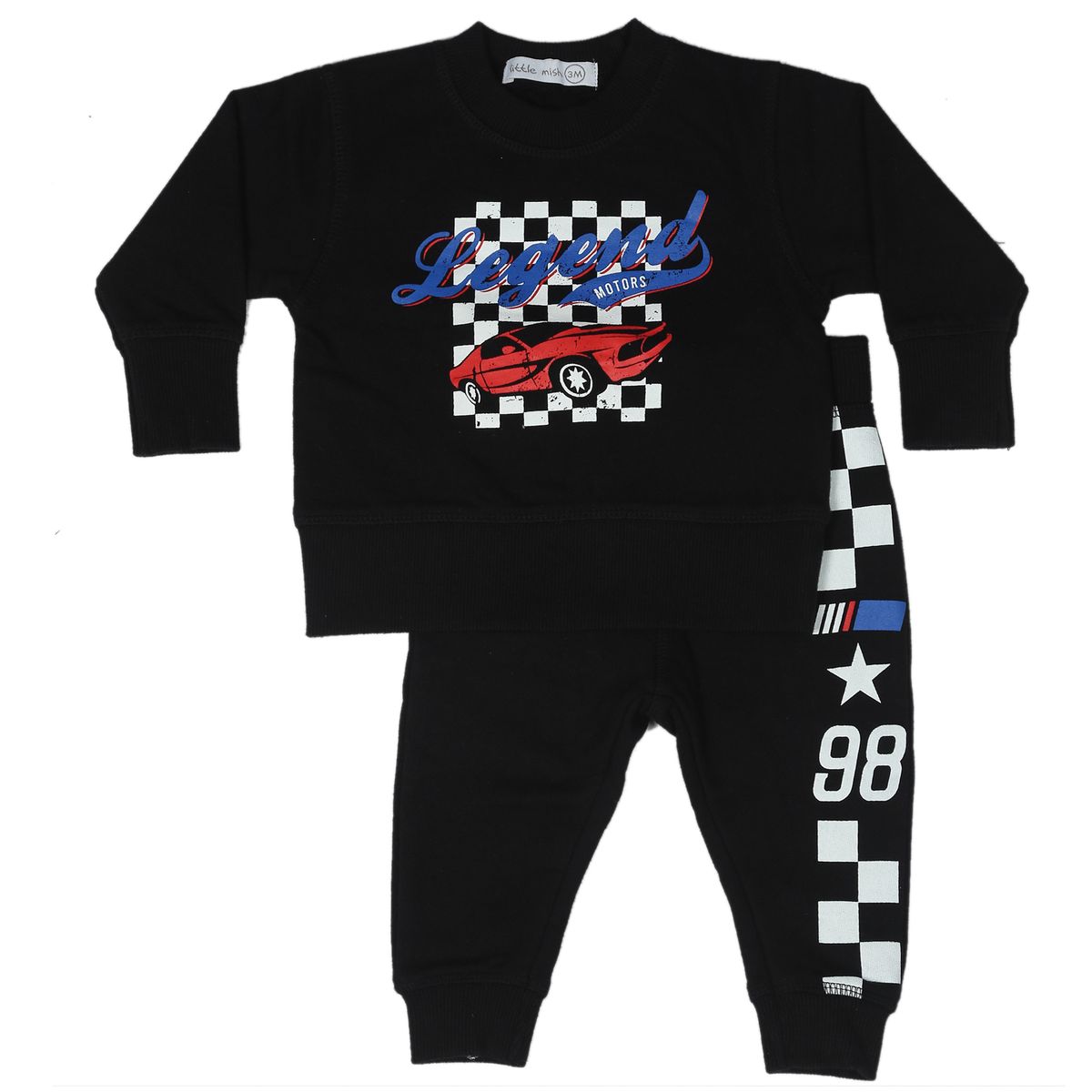 Little Mish Racer Check Set in Black | MEEMS – Meems