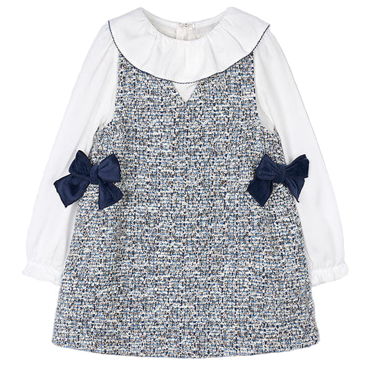 Mayoral Collar Pinafore Dress in Blue | MEEMS – Meems