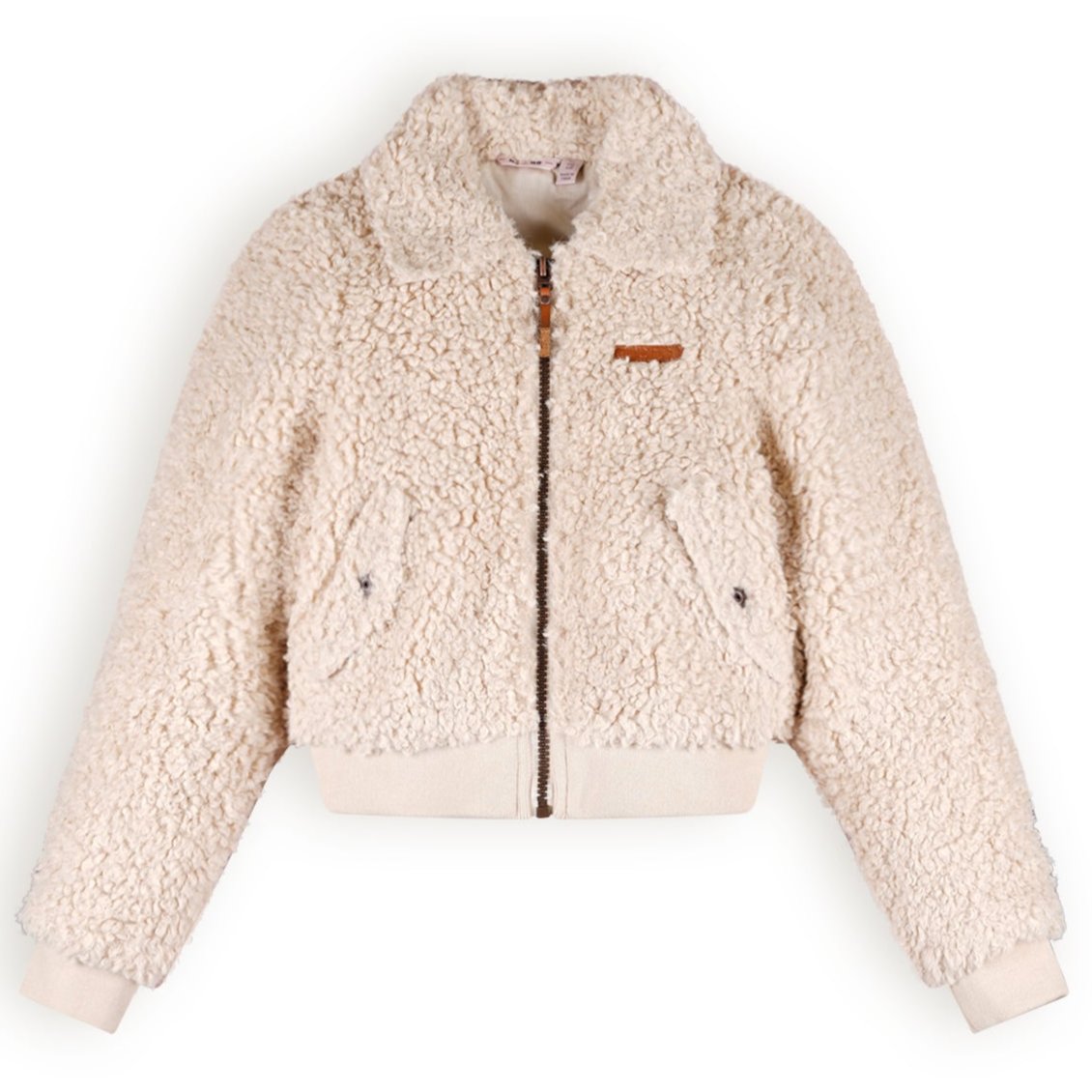 Nono Teddy Fur Jacket with Zip in Beige | MEEMS – Meems
