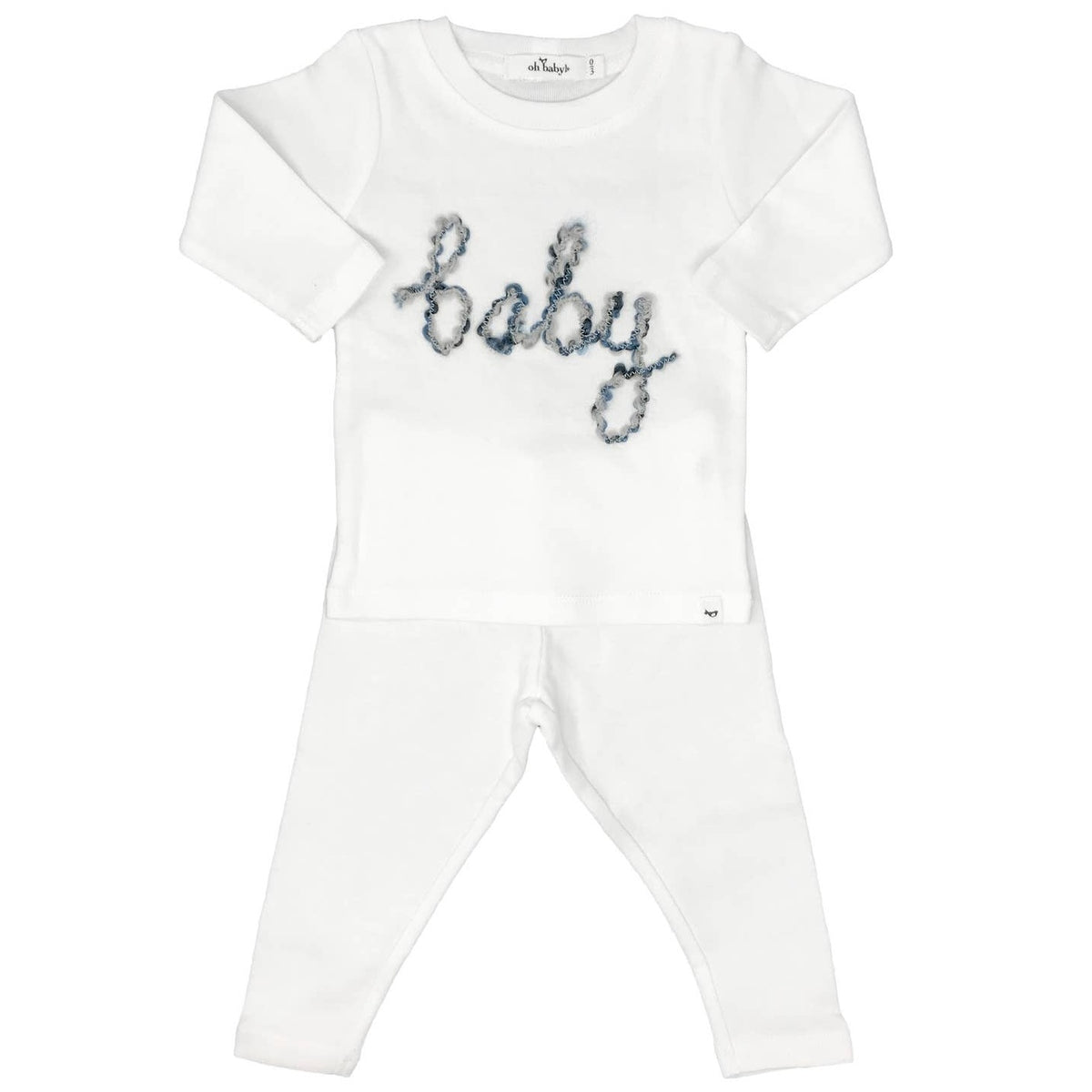 Oh Baby! Blue Baby 2pc Set in White | MEEMS – Meems